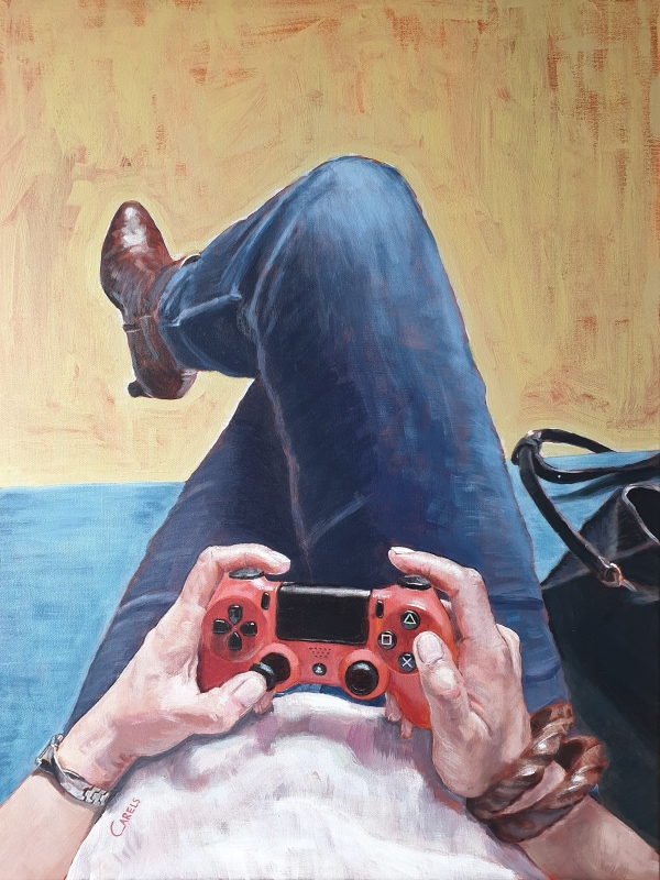 Casual Gamer Painting – First-Person Gaming Art by Bart Carels